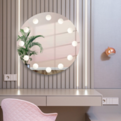 Ronde kaptafel spiegel met LED verlichting - HOLLYWOOD